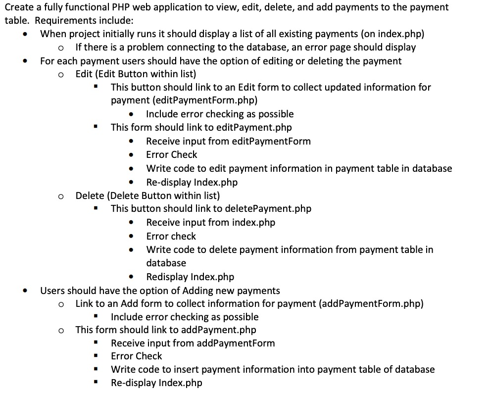 Solved Create a fully functional PHP web application to | Chegg.com