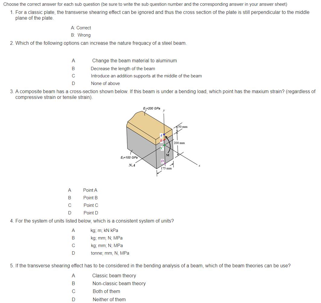 Solved Choose the correct answer for each sub question (be | Chegg.com