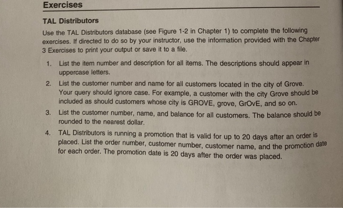 Exercises TAL Distributors Use the TAL Distributors | Chegg.com