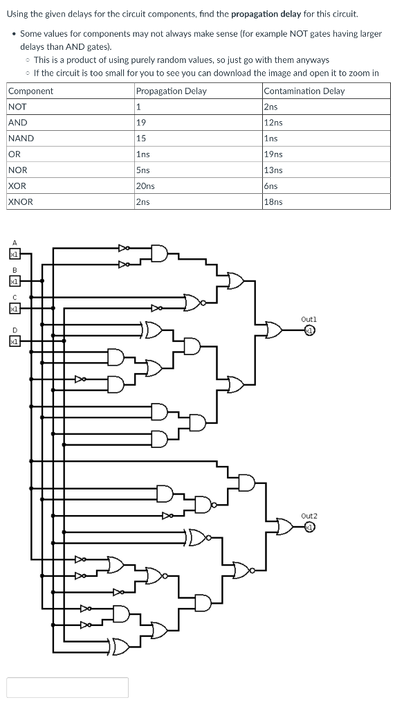 Solved Using the given delays for the circuit components, | Chegg.com