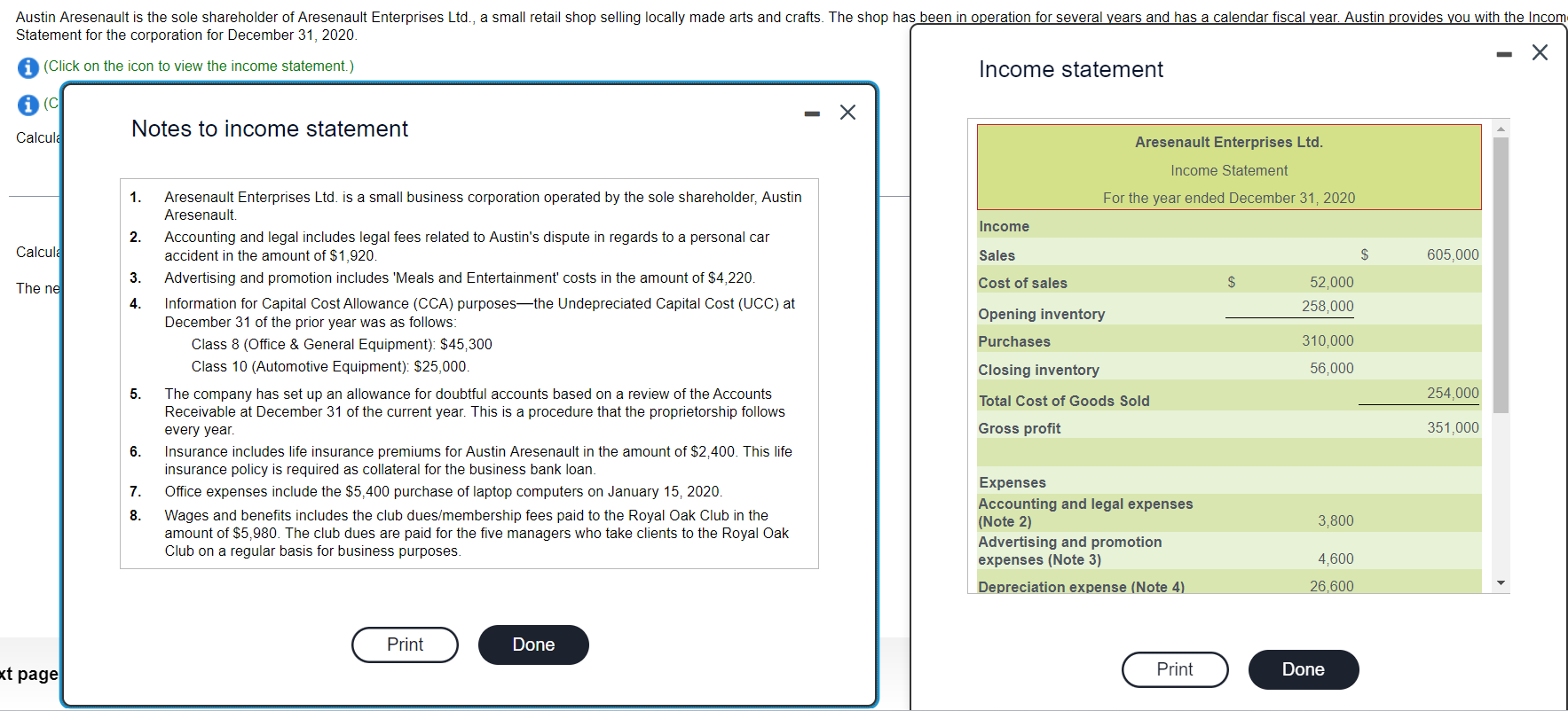 Income statement Notes to income statement 1. | Chegg.com