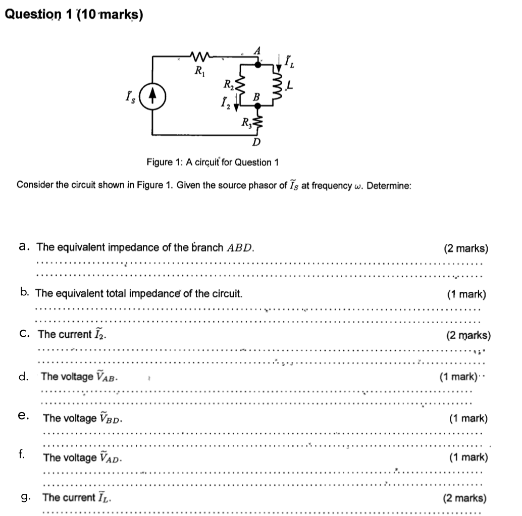 Solved Question 1 (10 marks) Figure 1: A cirçuit for | Chegg.com