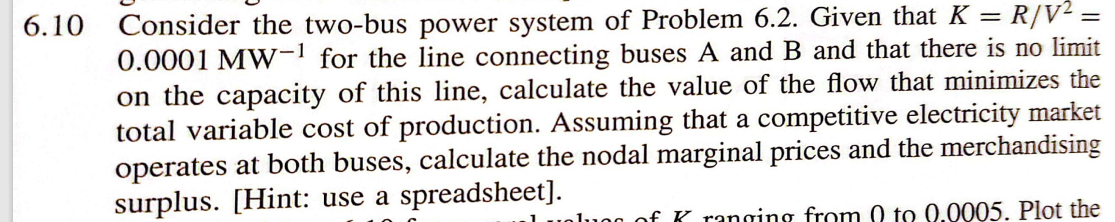 Solved 5.10 Consider the two-bus power system of Problem | Chegg.com