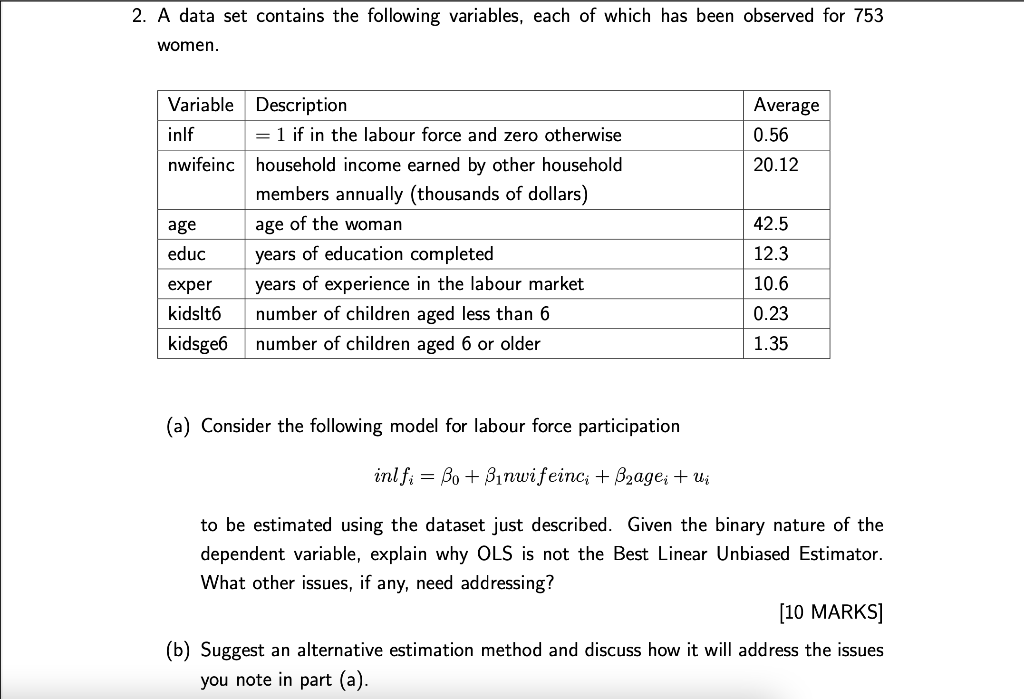 Solved Econ20110 30370 1 Consider The Following Linear