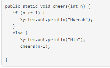 Solved Consider the cheers method given above. What is the | Chegg.com
