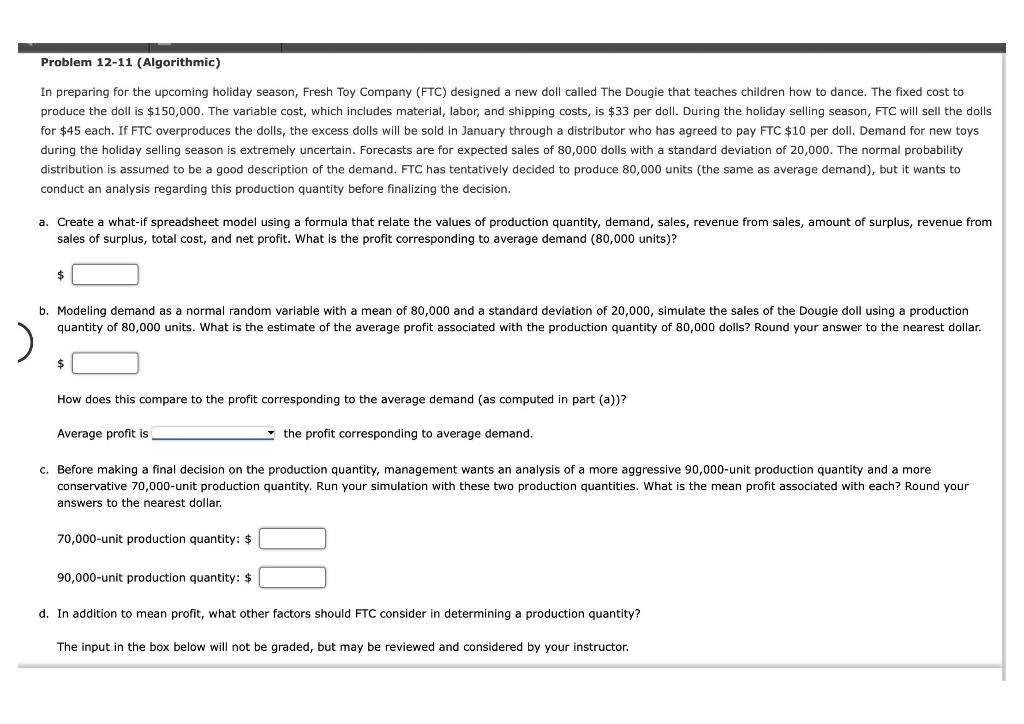 Solved Problem 12-11 (Algorithmic) In preparing for the | Chegg.com