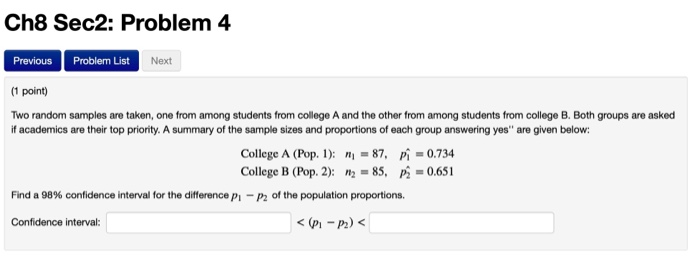 Solved Ch8 Sec2: Problem 4 Previous Problem List Next (1 | Chegg.com