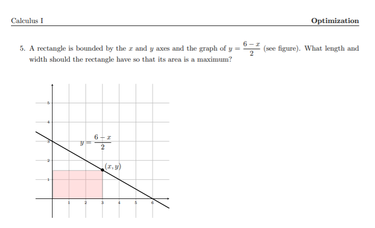 Solved Calculus I Optimization 6-1 5. A rectangle is bounded | Chegg.com