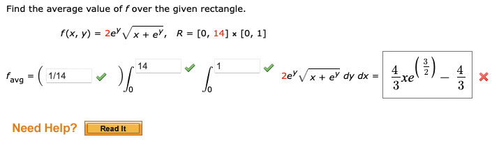Solved Find the average value of f over the given rectangle. | Chegg.com