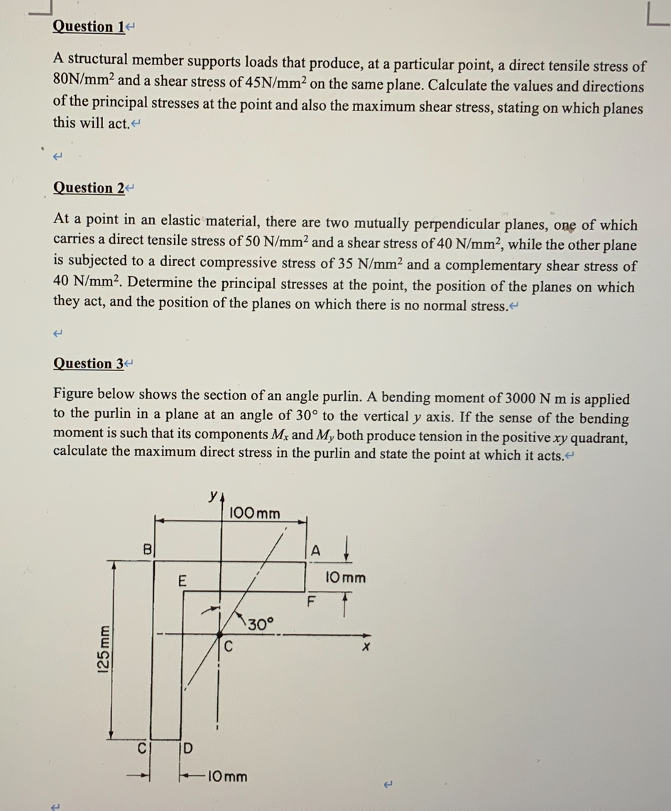 Solved Question 1A structural member supports loads that | Chegg.com