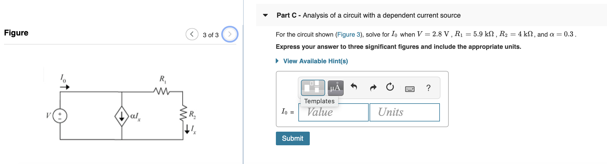 Solved Part C - Analysis of a circuit with a dependent | Chegg.com