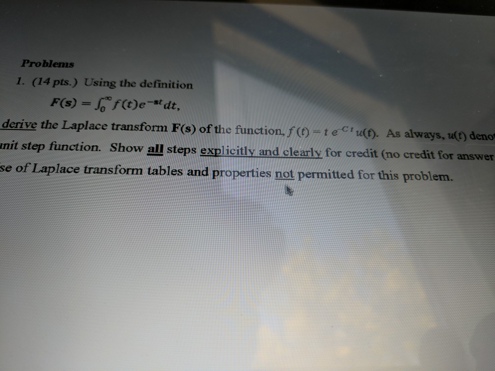 Solved Problems 1. (14 pts.) Using the definition F(s) = | Chegg.com