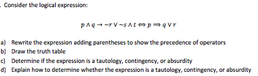 Solved Consider the logical expression: a) Rewrite the | Chegg.com