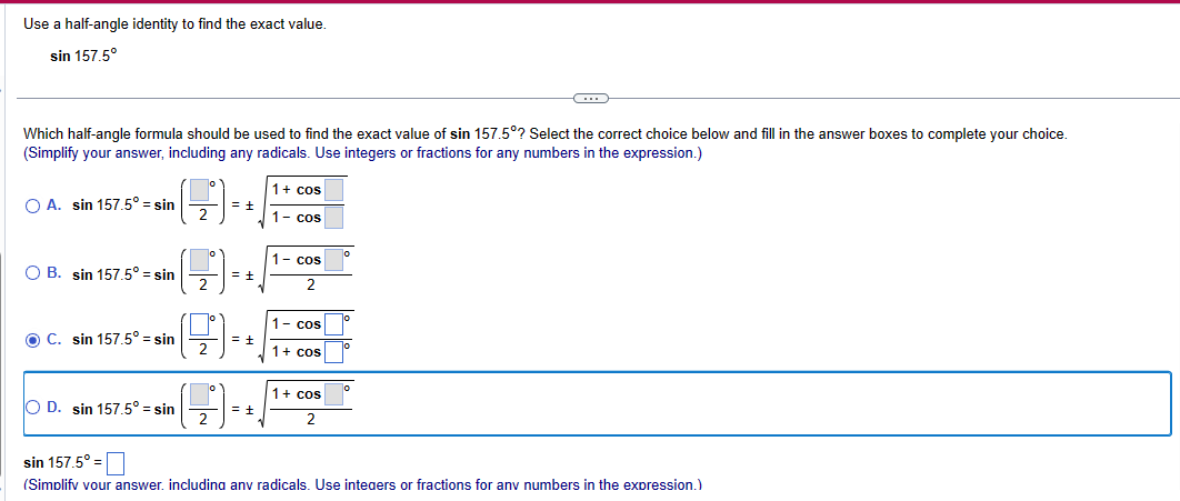 Solved Use a half-angle identity to find the exact value. | Chegg.com