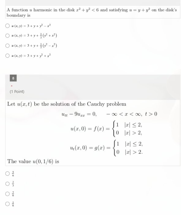 Solved A function u harmonic in the disk x2 + y2