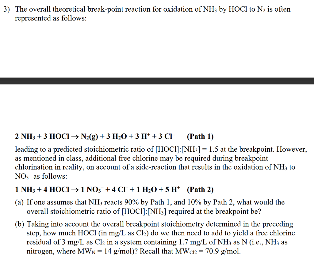 3) The overall theoretical break-point reaction for | Chegg.com