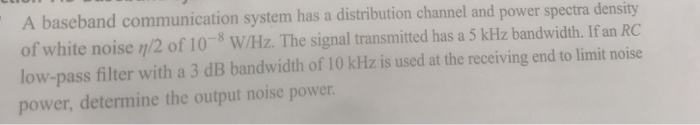 Solved A baseband communication system has a distribution | Chegg.com