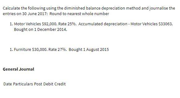 Solved Calculate the following using the diminished balance | Chegg.com