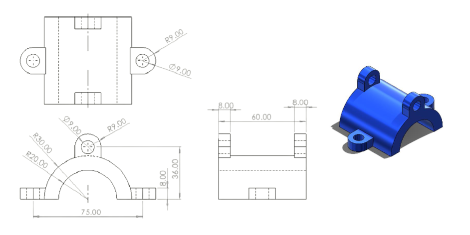 Solved Sketch this part in SOLIDWORKS and explain step by | Chegg.com