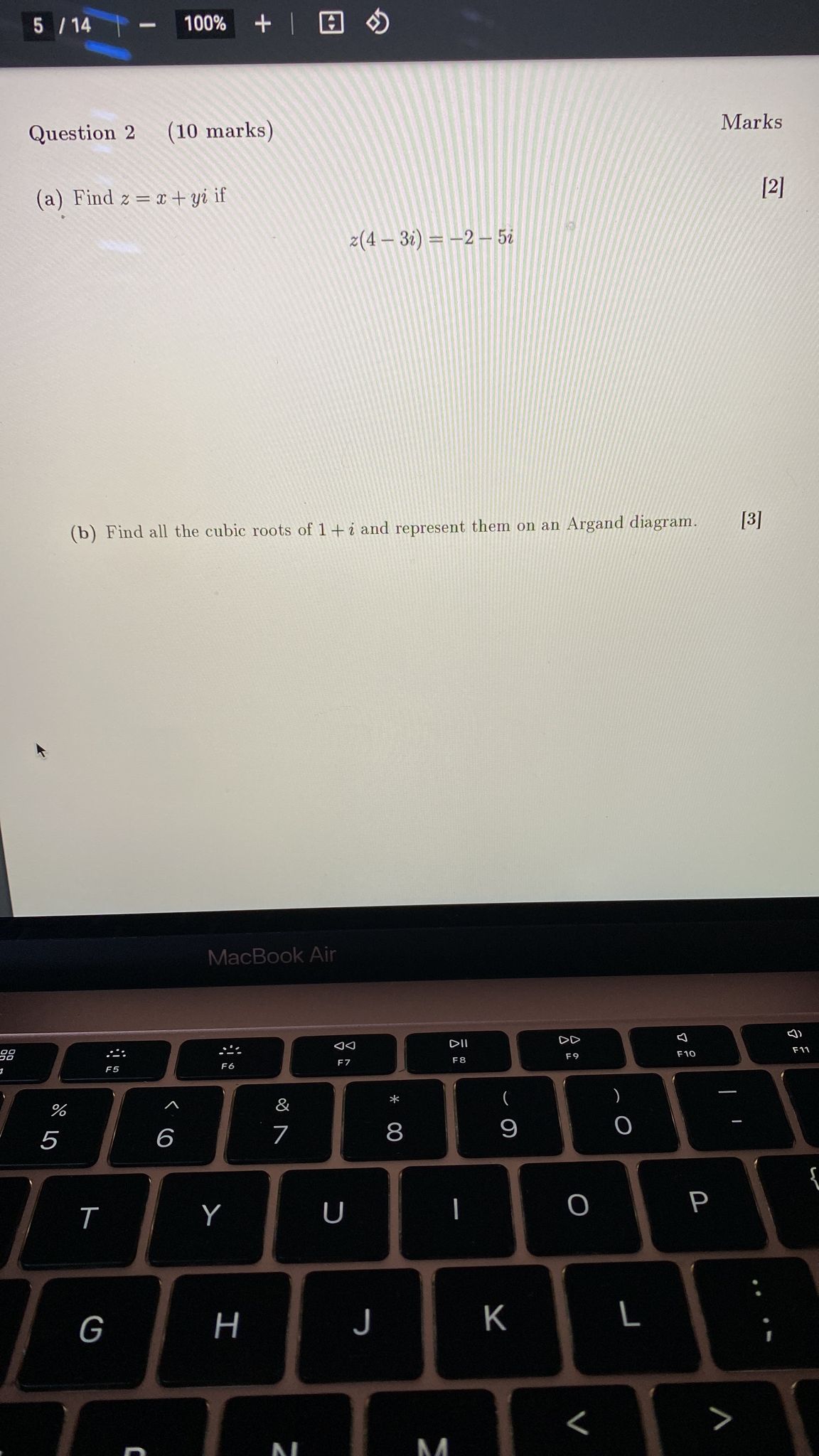 Solved 5 / 14 100% + 1 e Marks Question 2 (10 marks) [2] (a) | Chegg.com