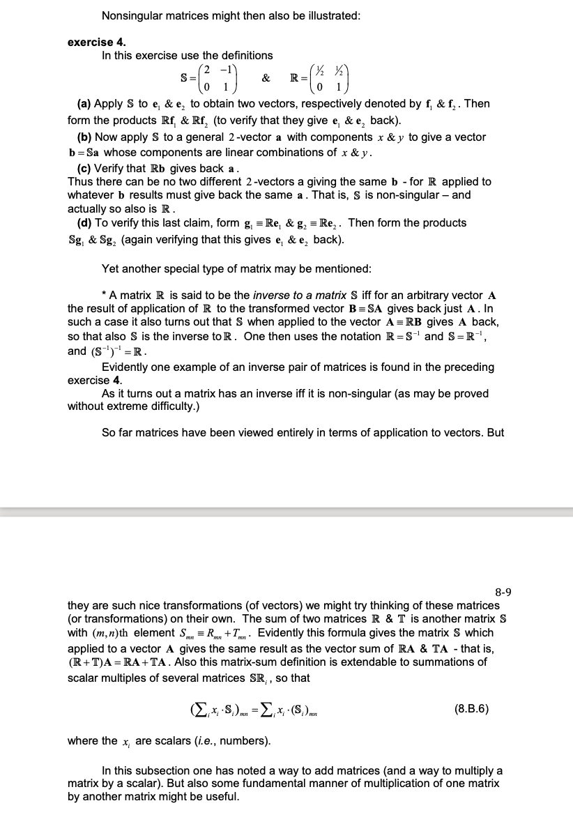 Solved Nonsingular matrices might then also be illustrated: | Chegg.com