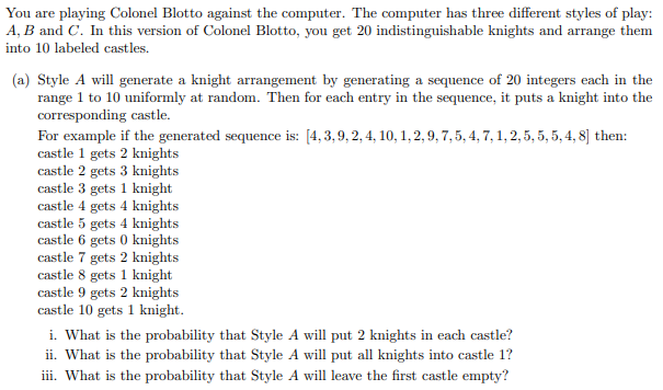 Solved You are playing Colonel Blotto against the computer. | Chegg.com