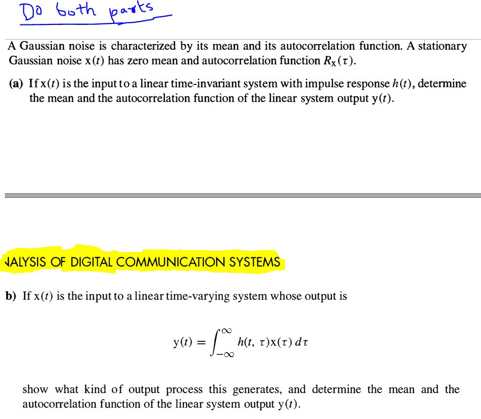 Solved Do both parts A Gaussian noise is characterized by | Chegg.com