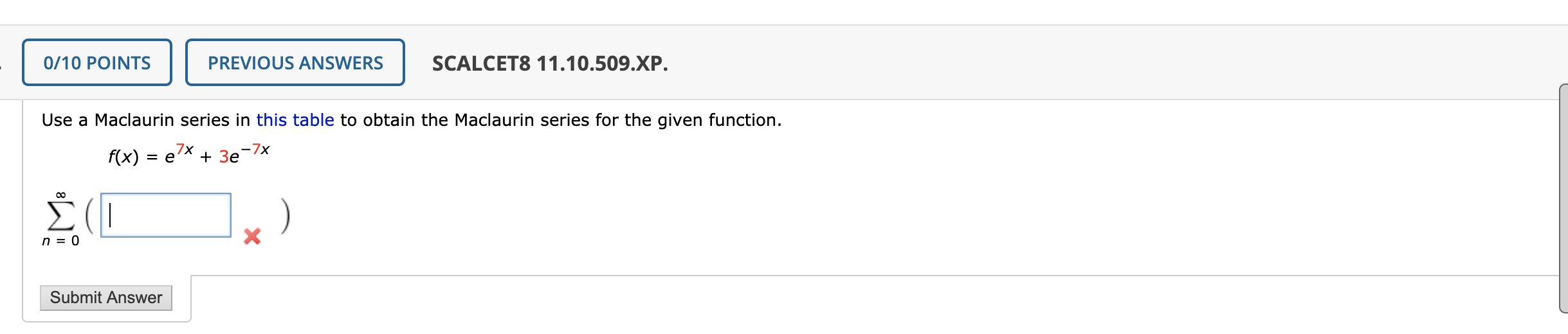 Solved 0/10 POINTS PREVIOUS ANSWERS SCALCET8 11.10.509.XP. | Chegg.com