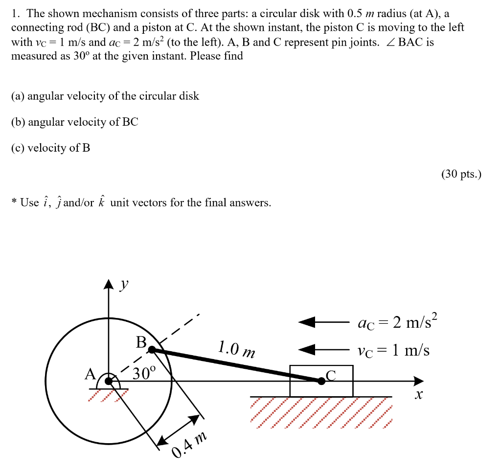 Solved 1. The shown mechanism consists of three parts: a | Chegg.com