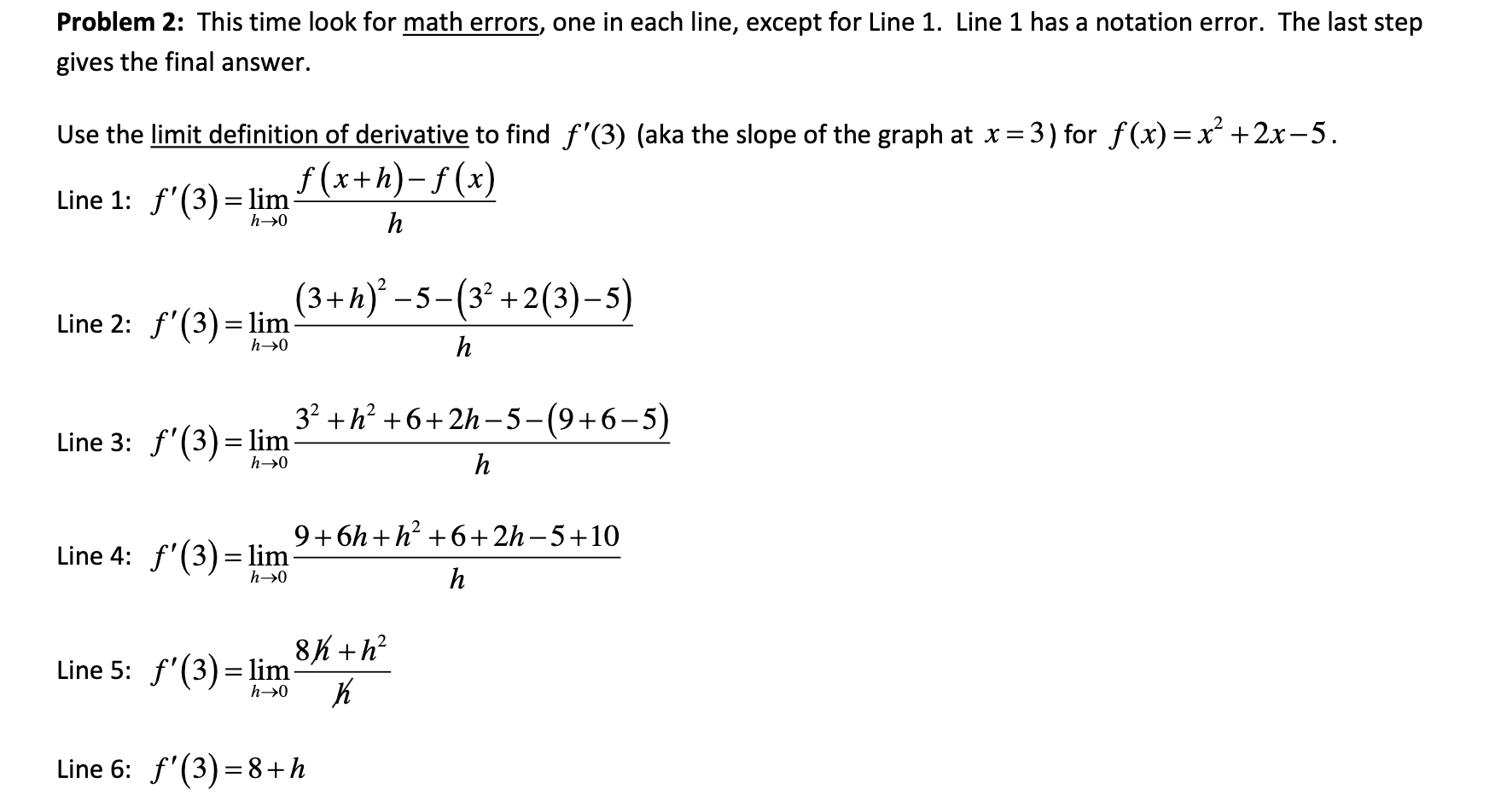 Solved Problem 2: This time look for math errors, one in | Chegg.com