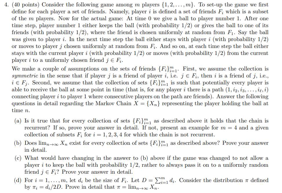 4. (40 points) Consider the following game among m | Chegg.com