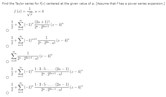 Solved Find the Taylor series for F(x) centered at the given | Chegg.com