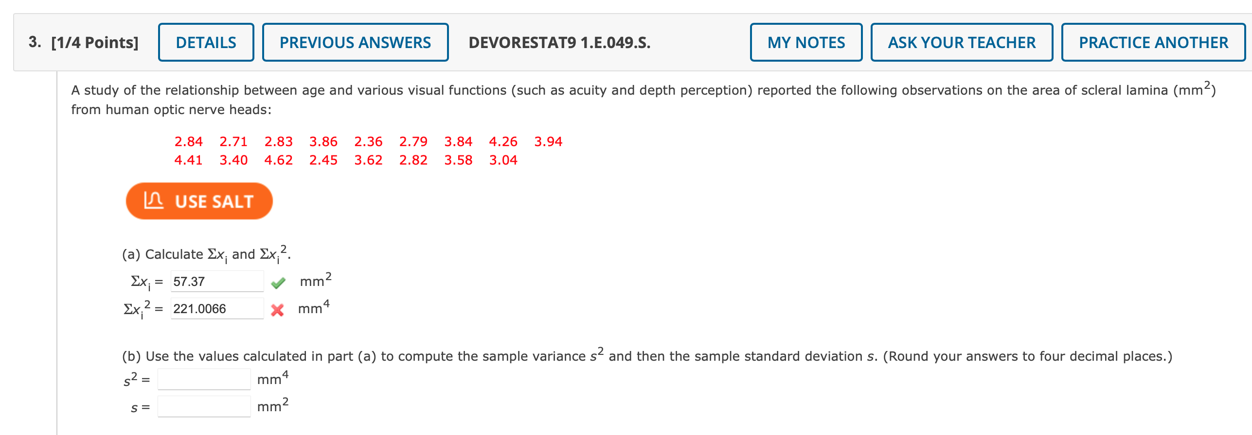 Solved 3. [1/4 Points] DETAILS PREVIOUS ANSWERS DEVORESTAT9 | Chegg.com
