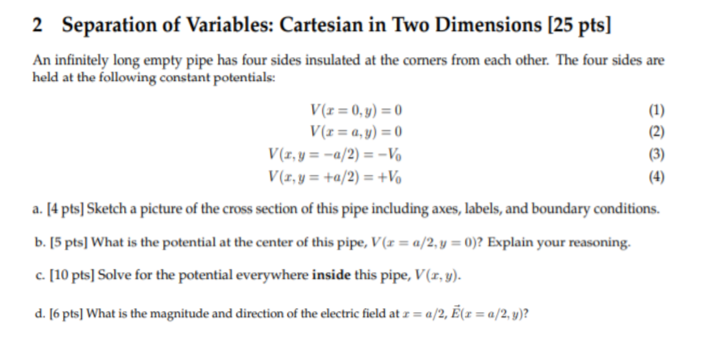 Solved 2 Separation of Variables: Cartesian in Two | Chegg.com