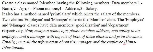 Solved Create A Class Named Member Having The Following 