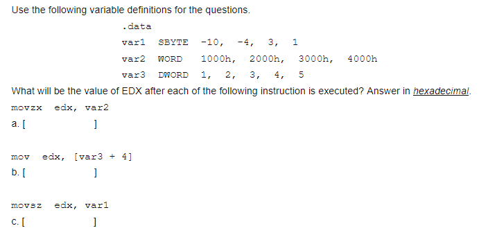 Solved Use the following variable definitions for the | Chegg.com