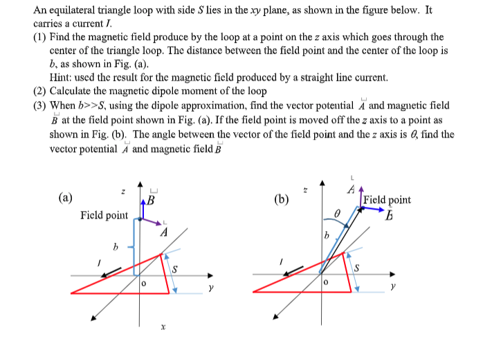 Solved An equilateral triangle loop with side S lies in the | Chegg.com