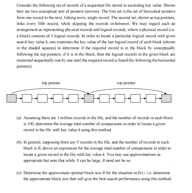 Solved Consider the following set of records of a sequential | Chegg.com