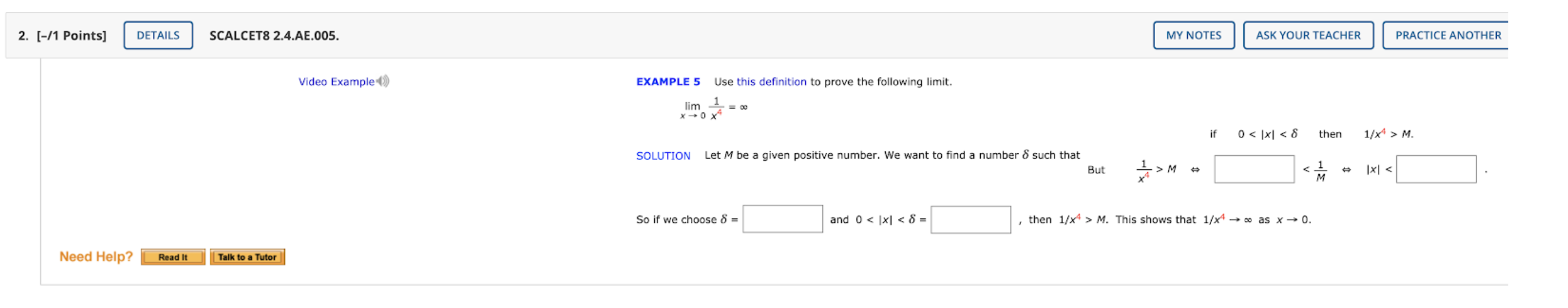 Solved 2. [-/1 Points] DETAILS SCALCET8 2.4.AE.005. MY NOTES | Chegg.com