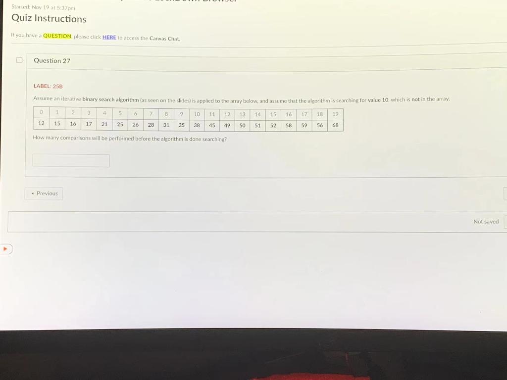 Solved Started: Nov 19 at 5:37pm Quiz Instructions If you | Chegg.com