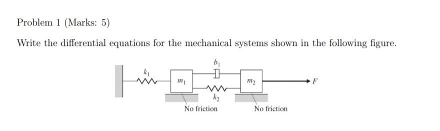 Solved Problem 1 (Marks: 5) Write the differential equations | Chegg.com