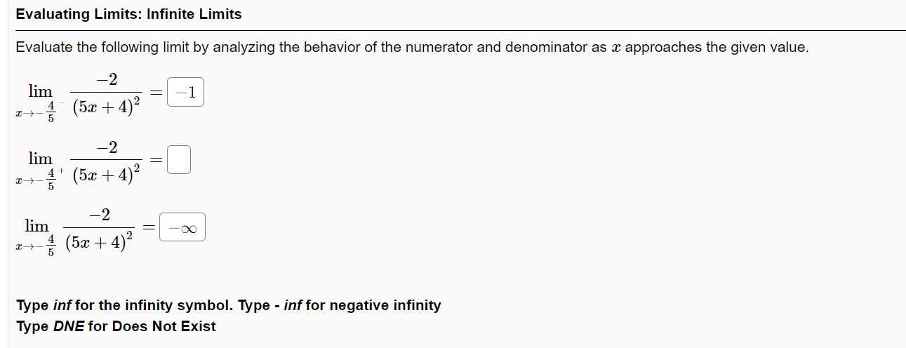 Solved Evaluating Limits: Infinite LimitsEvaluate the | Chegg.com