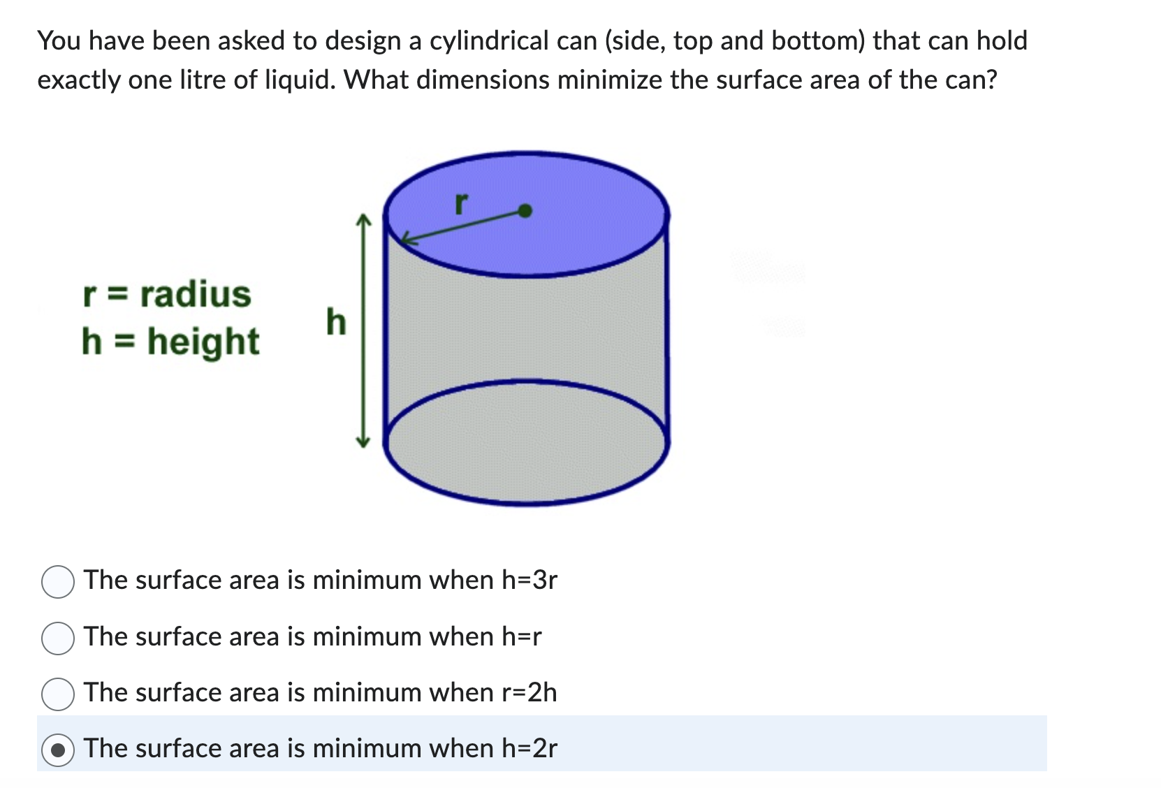 Solved You have been asked to design a cylindrical can | Chegg.com
