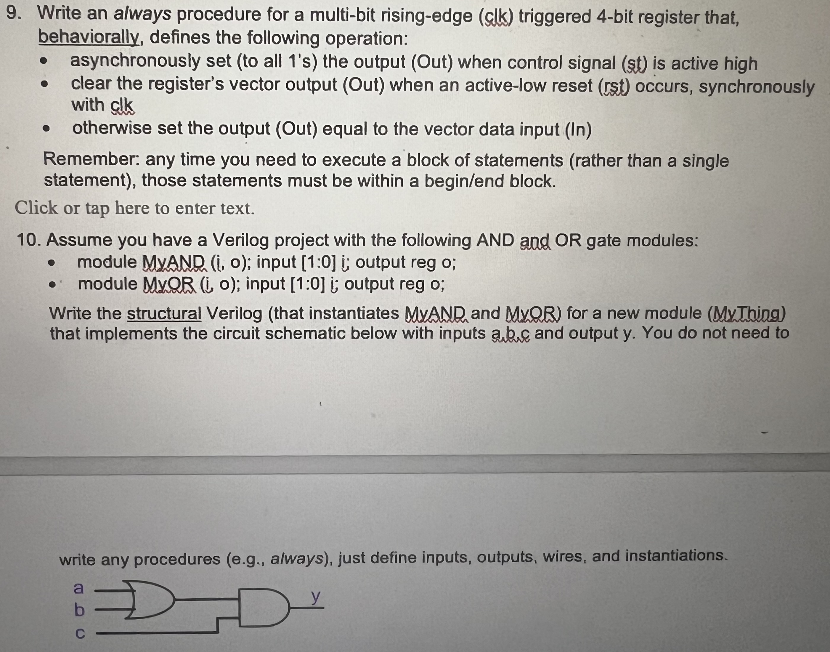 Solved 9. Write an always procedure for a multi-bit | Chegg.com