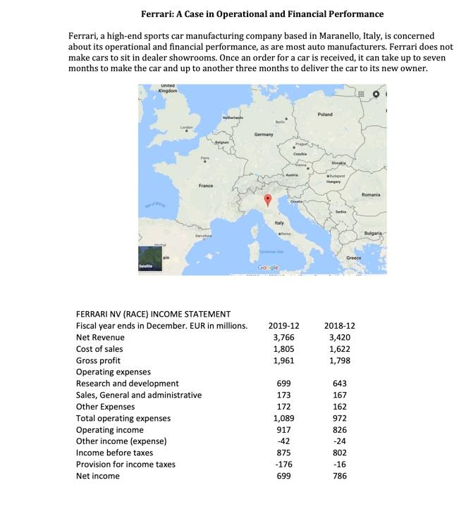 Ferrari: A Case in Operational and Financial | Chegg.com