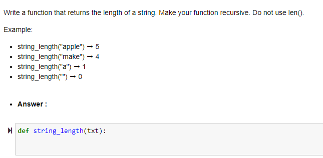 Solved Write a function that returns the length of a string. | Chegg.com