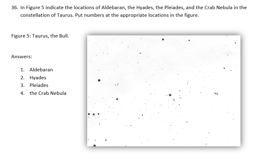 In Figure 5 ﻿indicate the locations of Aldebaran, the | Chegg.com