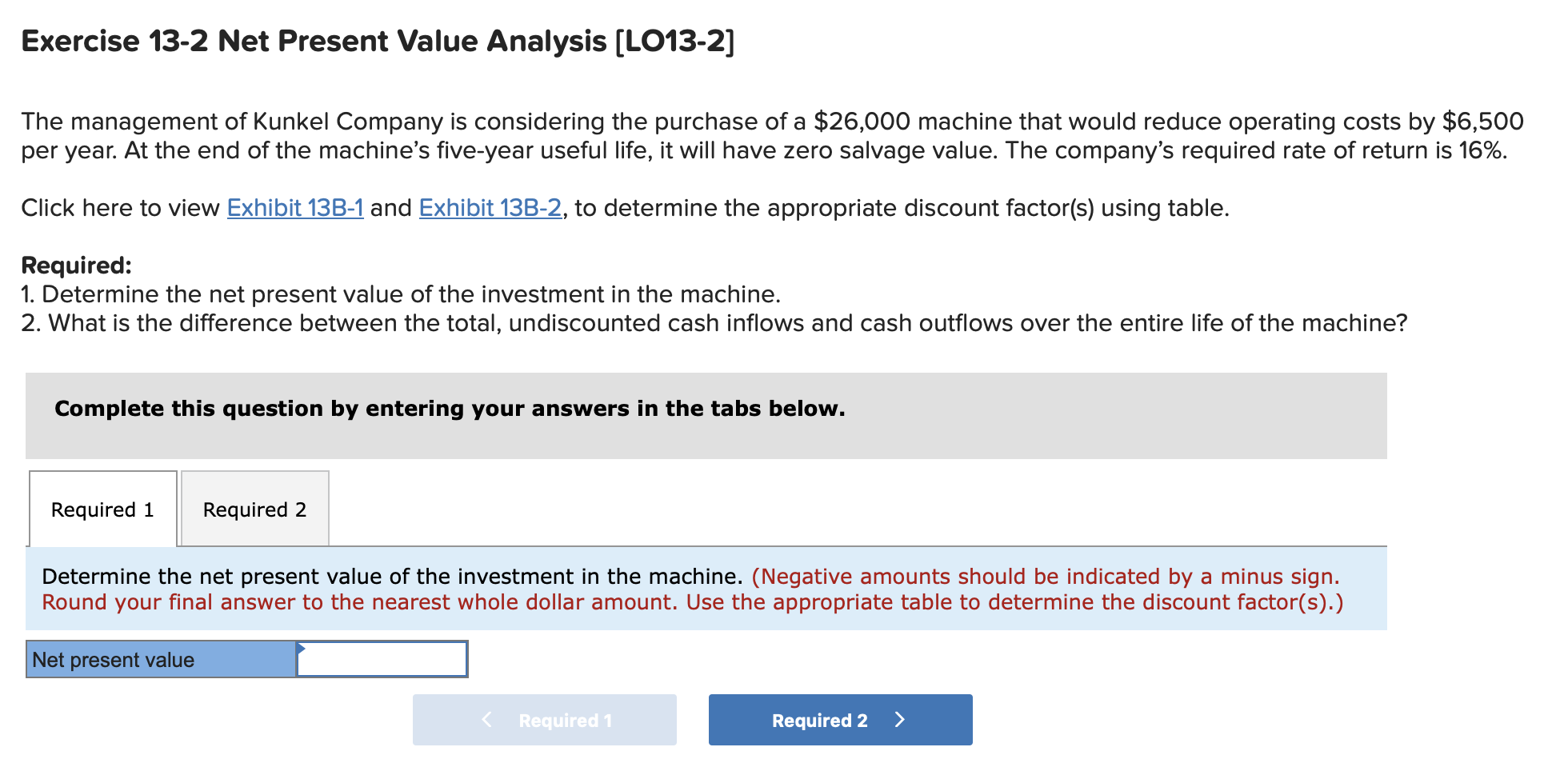Solved Exercise 13-2 Net Present Value Analysis (LO13-2] The | Chegg.com