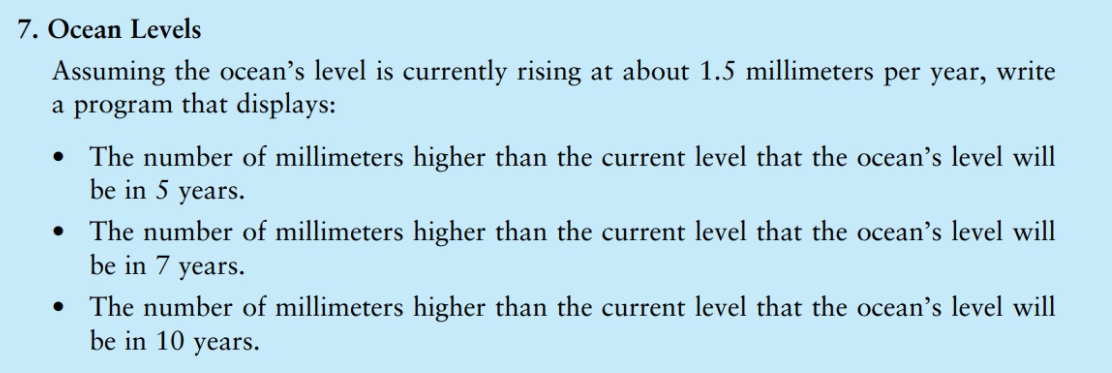 Solved 7. Ocean Levels Assuming the ocean’s level is | Chegg.com