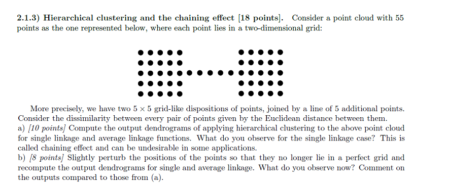 2.1.3) Hierarchical clustering and the chaining | Chegg.com